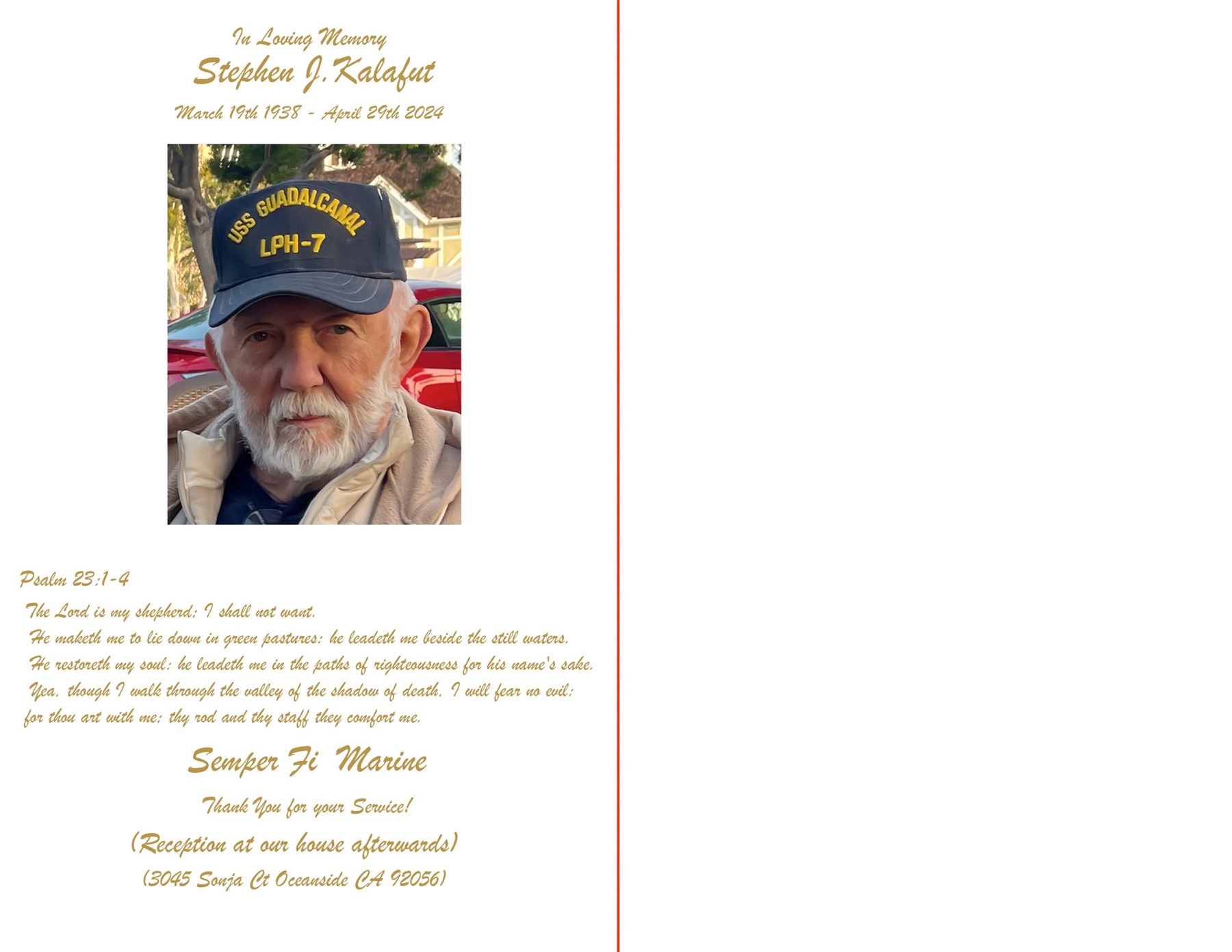 Stephen Kalafut Obituary - Oceanside, CA