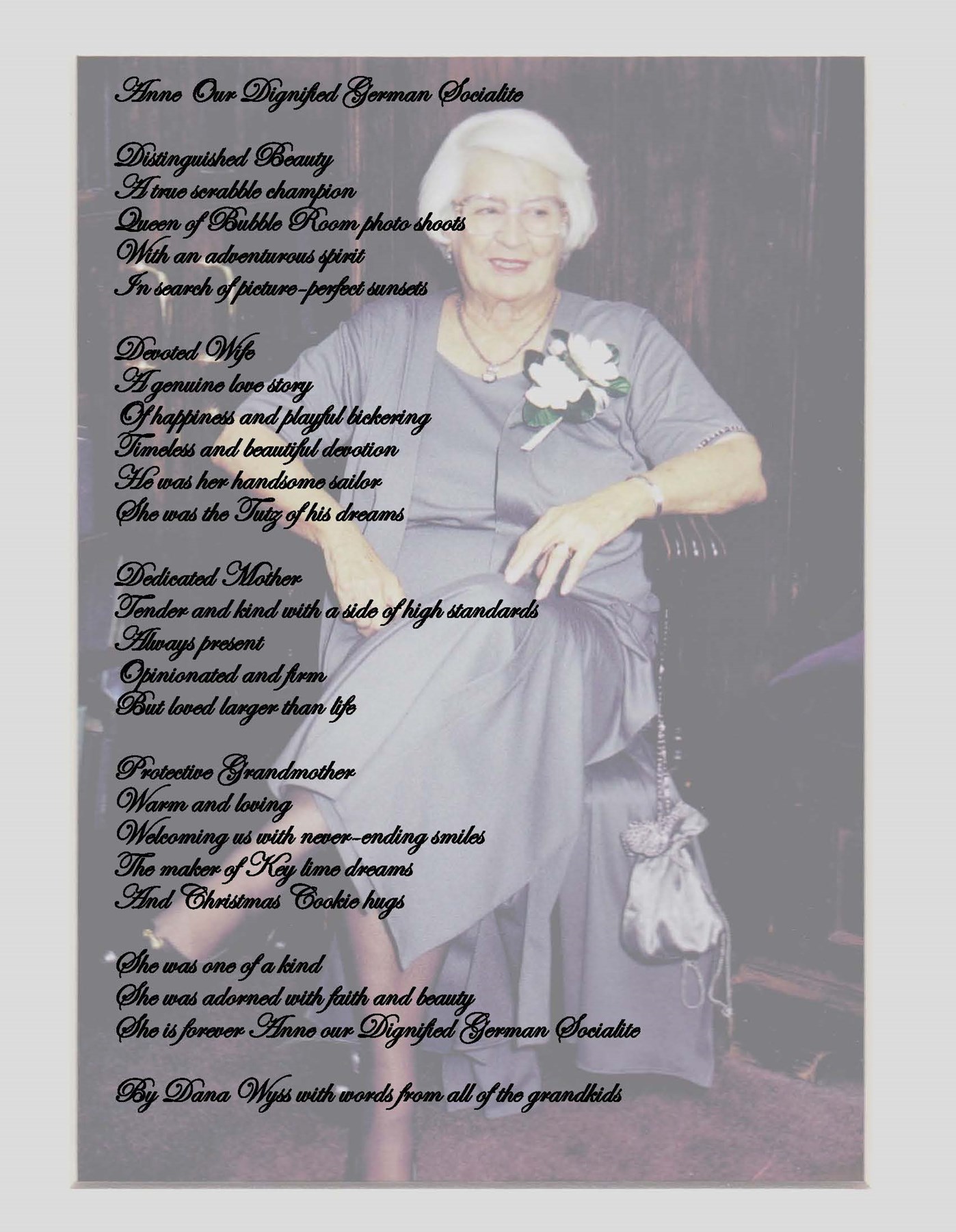 Anne Wilhelmina Wyss Obituary - Fort Wayne, IN